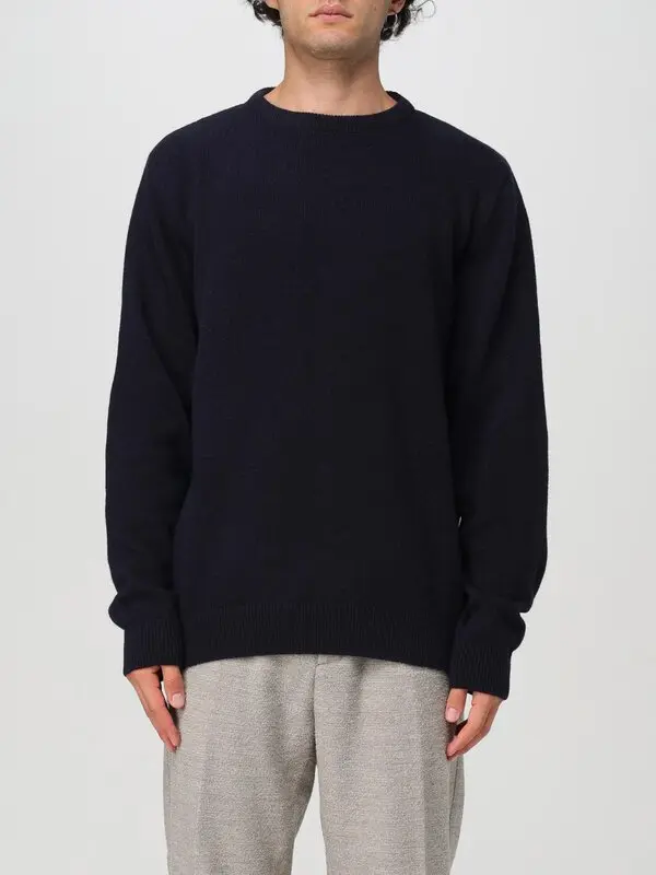 Barbour Crew Neck Sweater With Tartan Elbow Patches - Blue