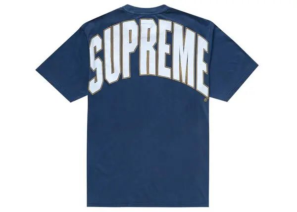 Supreme Cracked Back Arc Short Sleeve Top - Navy Blue