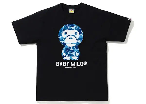A BATHING APE Abc Camo Baby Milo Tee Shirt - Black/blue