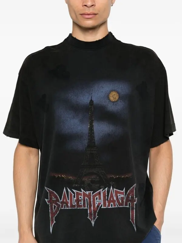 Balenciaga Paris Moon Oversized T Shirt - Black | Editorialist