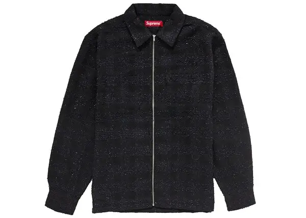 Supreme Boucle Zip Up Shirt - Black
