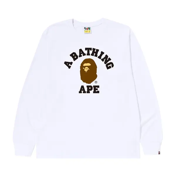 A BATHING APE College Long-sleeve Tee - White