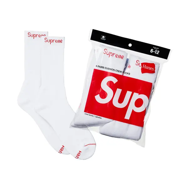 Supreme X Hanes Crew Socks - White