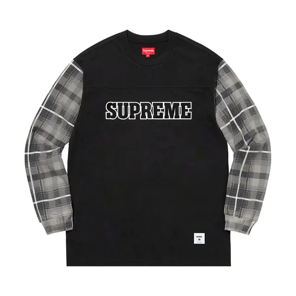 Supreme Plaid Sleeve Long-sleeve Top - Black