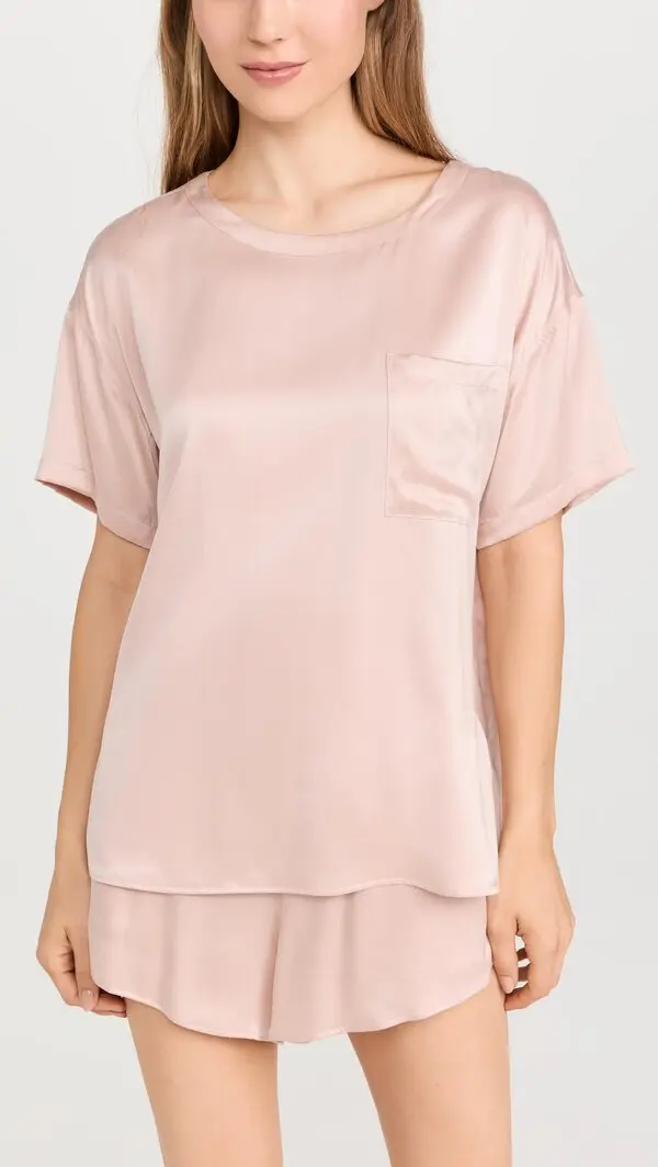 Lunya Washable Silk Tee Short Set - Delicate Pink