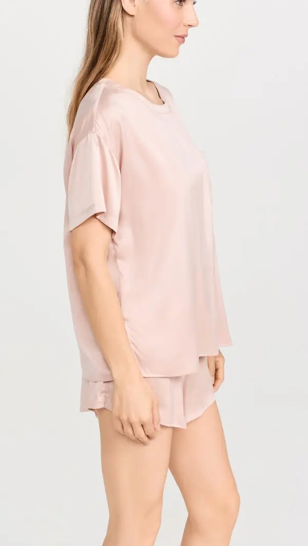 Lunya Washable Silk Tee Short Set - Delicate Pink
