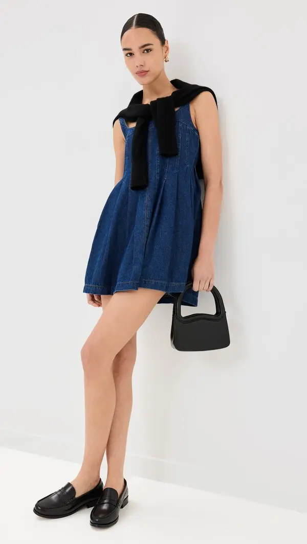 white christmas dresses Moon Washed Denim Mini Dress- Violet – Hazel Lane Boutique main image 1