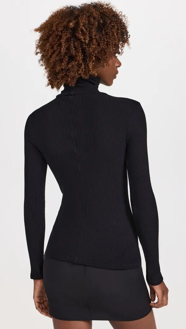 Enza Costa Ribbed Knit Turtleneck With Long Sleeves - Black