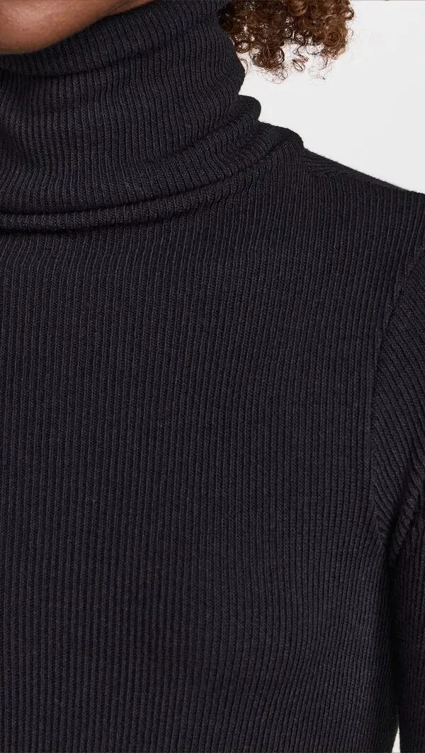 Enza Costa Ribbed Knit Turtleneck With Long Sleeves - Black