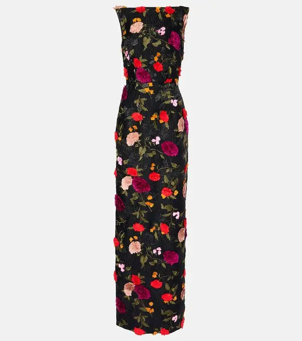 Erdem Embroidered Jacquard Gown - Black