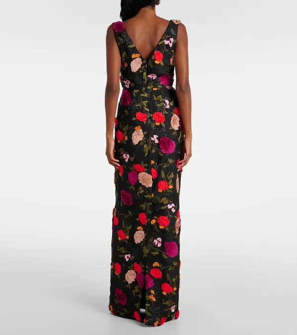 Erdem Embroidered Jacquard Gown