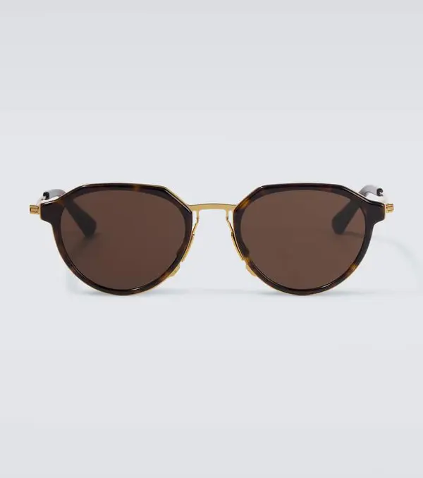 Bottega Veneta Thin Triangle Round Sunglasses - Brown