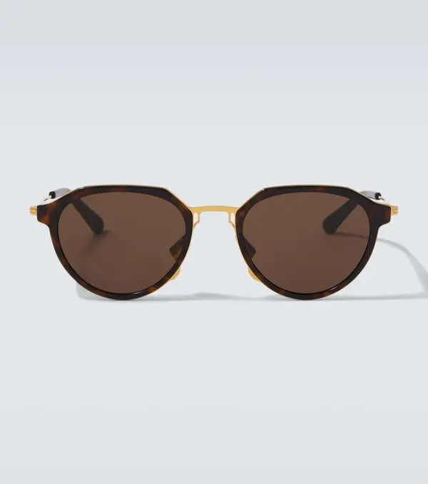 Bottega Veneta Thin Triangle Round Sunglasses - Brown