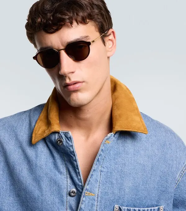 Bottega Veneta Thin Triangle Round Sunglasses - Brown