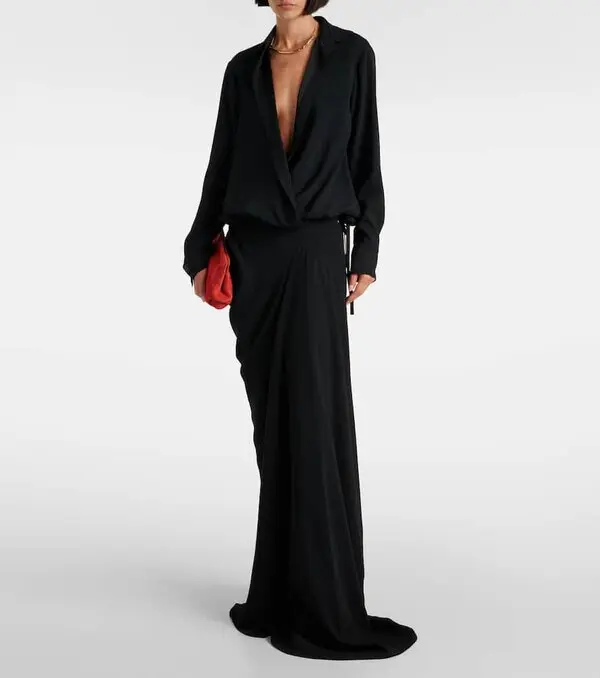Dries Van Noten Draped Maxi Skirt - Black