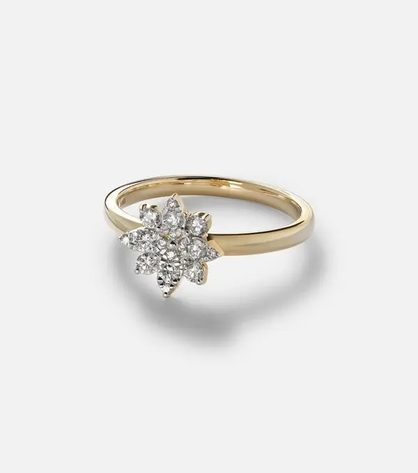 STONE AND STRAND Tea Rose 14kt Yellow Ring With Diamonds - Gold