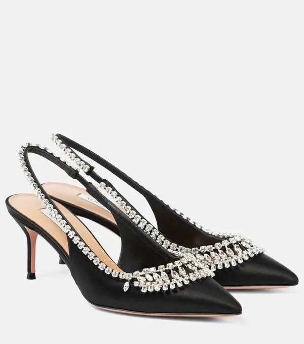 AQUAZZURA Crystal Crush Slingback Pumps - Black
