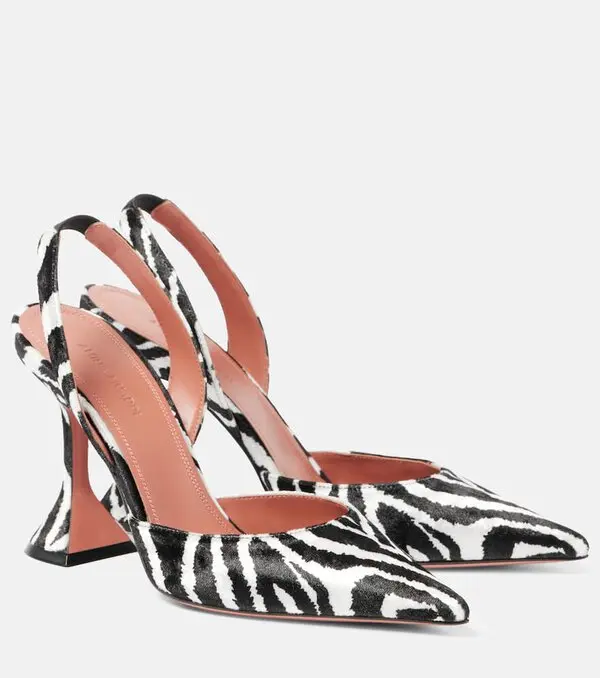 Amina Muaddi Holli Zebra-print Slingback Pumps - Black