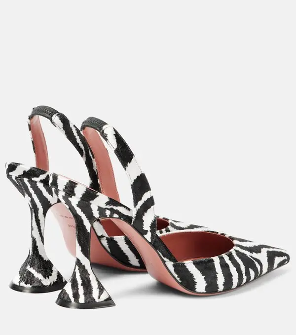 Amina Muaddi Holli Zebra-print Slingback Pumps - Black