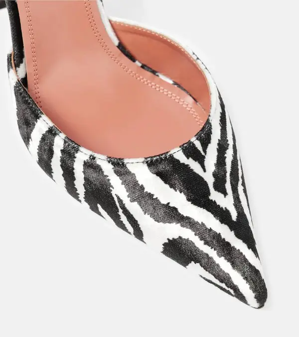 Amina Muaddi Holli Zebra-print Slingback Pumps - Black