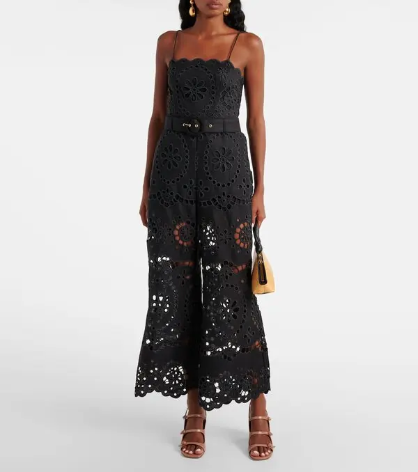Zimmermann Pop Embroidered Linen Wide-leg Pants