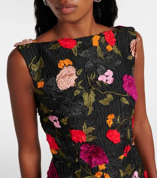 Erdem Embroidered Jacquard Gown