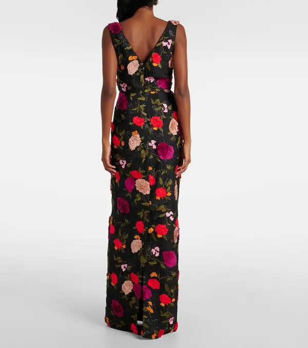 Erdem Embroidered Jacquard Gown