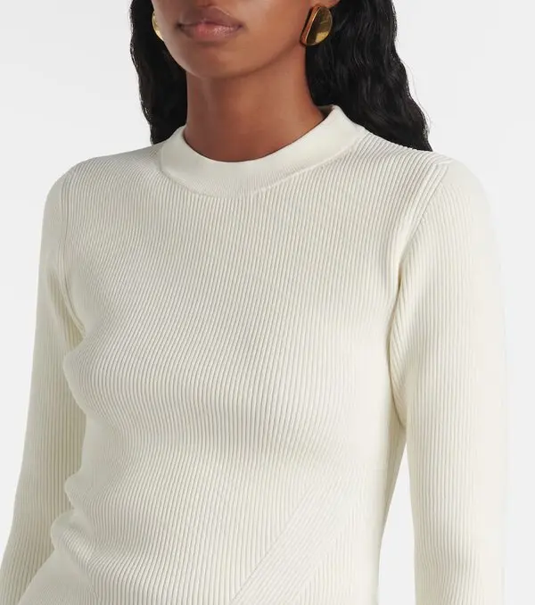 Simkhai Agata Taffeta-trimmed Ribbed-knit Top - White