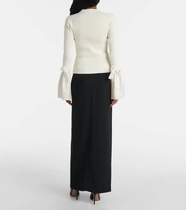 Simkhai Agata Taffeta-trimmed Ribbed-knit Top - White