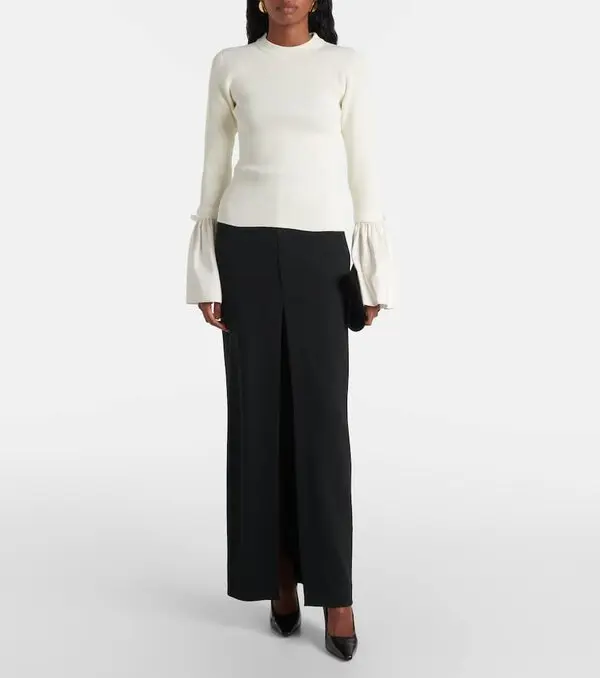 Simkhai Agata Taffeta-trimmed Ribbed-knit Top - White