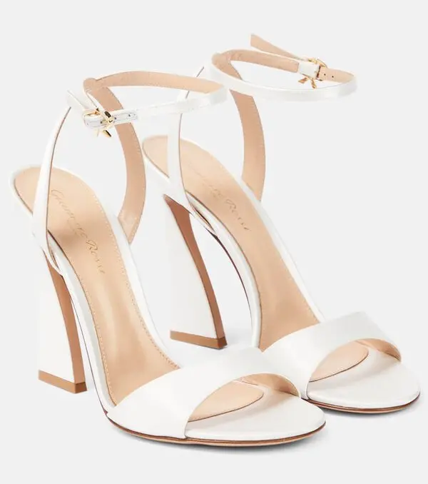 GIANVITO ROSSI Aura Satin Sandals - White