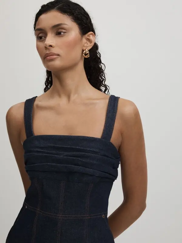 AMUR Hybrid Denim Maxi Dress