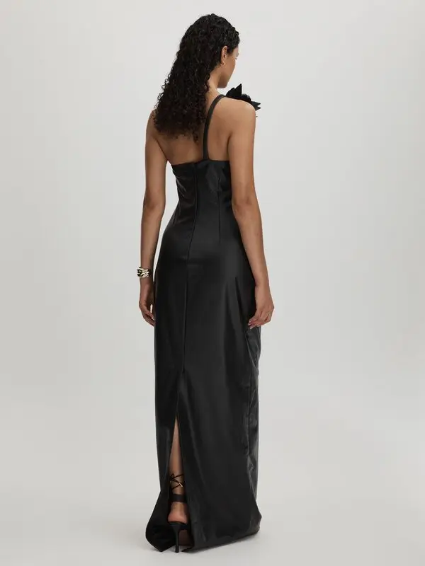 zara blue faux leather dress Annora Faux Leather Maxi Dress