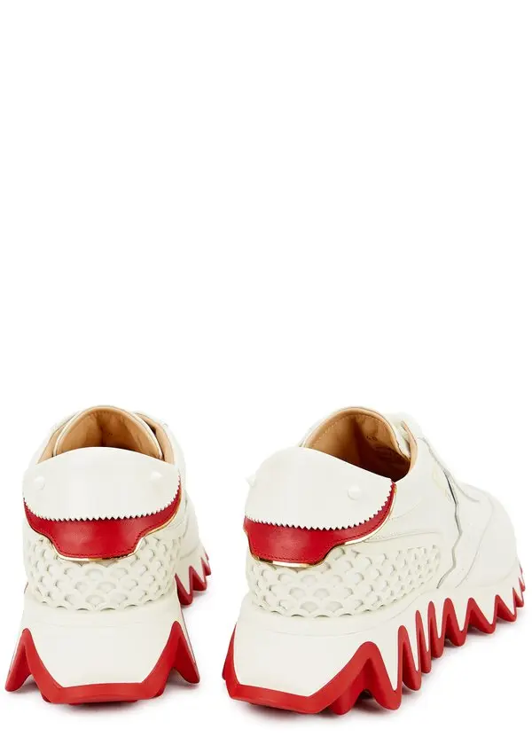 CHRISTIAN LOUBOUTIN Loubishark Donna Leather Sneakers - White And Red