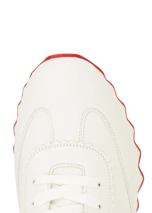 CHRISTIAN LOUBOUTIN Loubishark Donna Leather Sneakers - White And Red