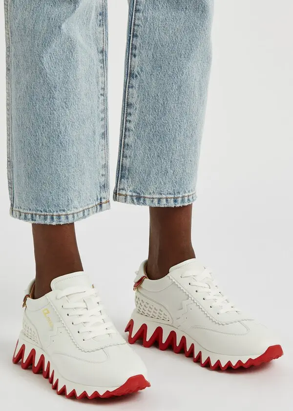 CHRISTIAN LOUBOUTIN Loubishark Donna Leather Sneakers - White And Red