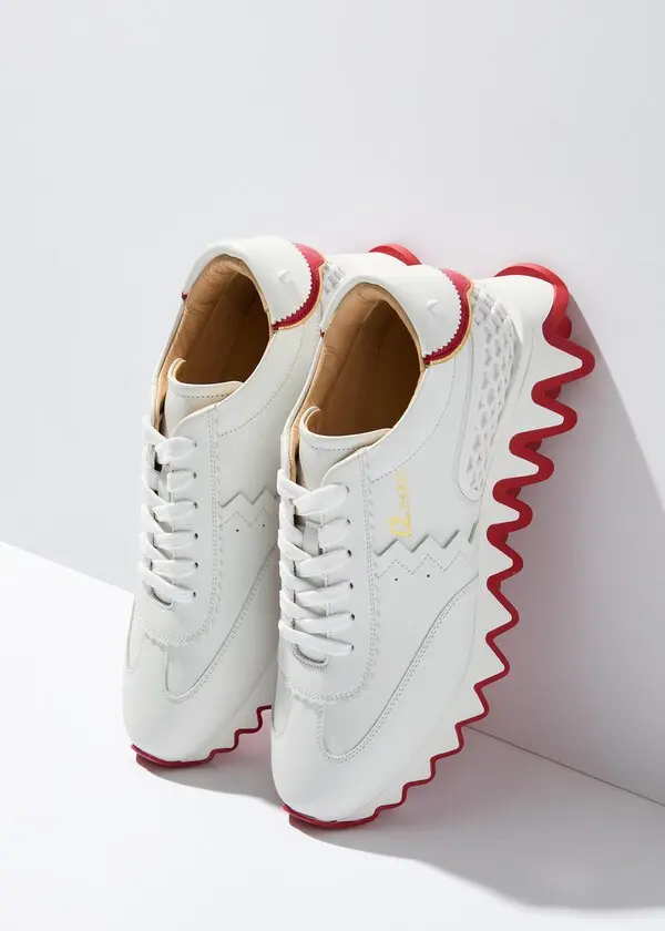 CHRISTIAN LOUBOUTIN Loubishark Donna Leather Sneakers - White And Red