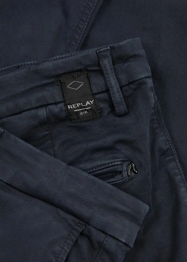 REPLAY Benni Hyperflex X.lite Cotton-blend Chinos - Navy