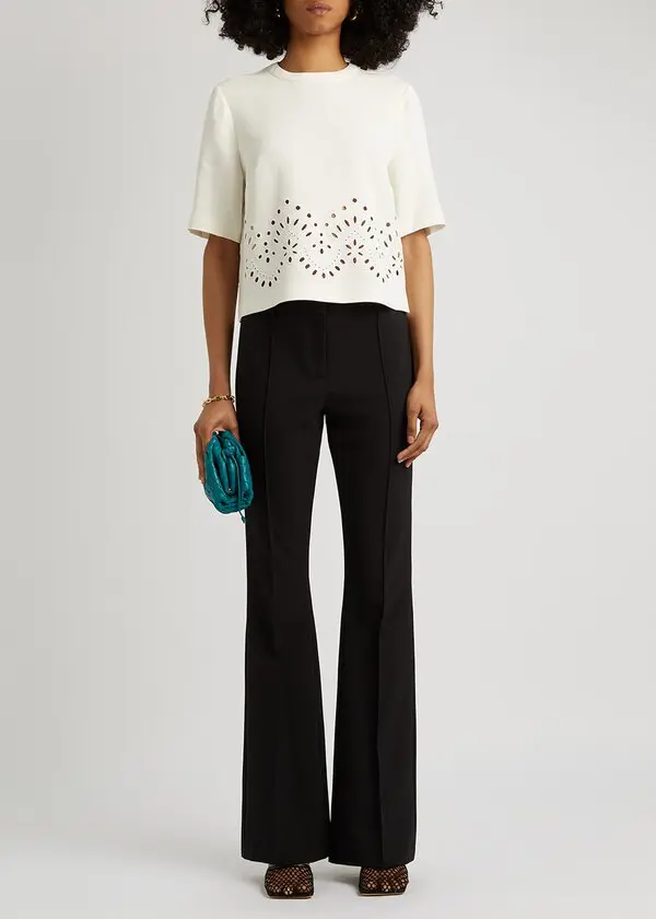Veronica Beard Hibiscus Flared-leg Trousers