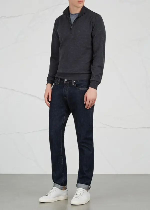 John Smedley Tapton Half-zip Merino Wool Jumper - Charcoal