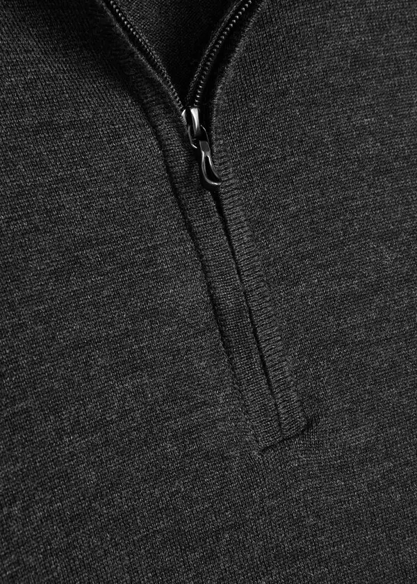 John Smedley Tapton Half-zip Merino Wool Jumper - Charcoal