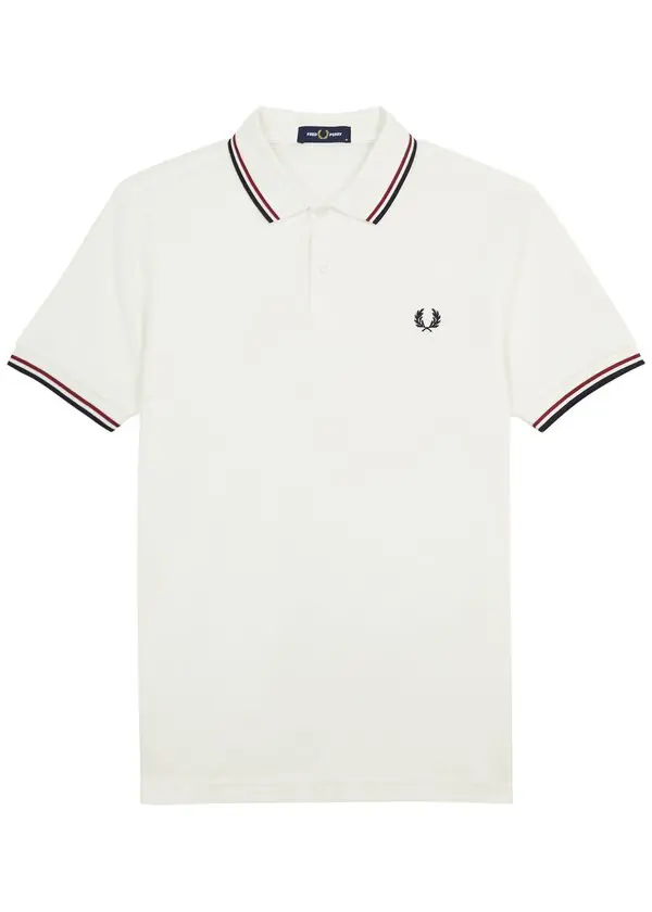 Fred Perry Twin Tipped Piqué Cotton Polo Shirt - White