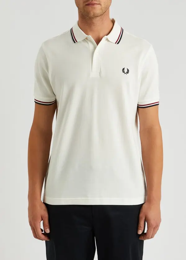 Fred Perry Twin Tipped Piqué Cotton Polo Shirt - White
