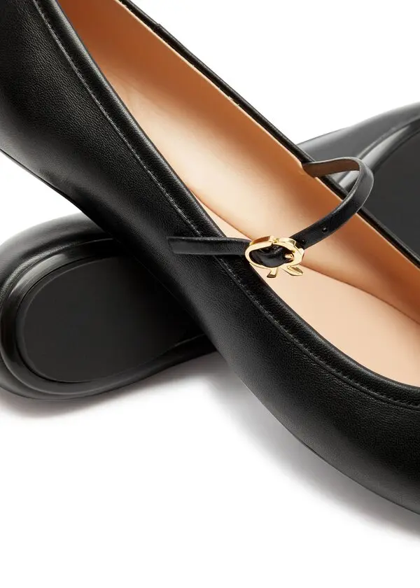 GIANVITO ROSSI Carla 05 Leather Ballet Flats - Black