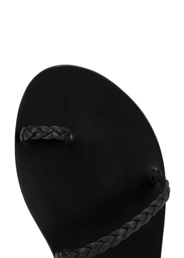 ANCIENT GREEK SANDALS Eleftheria Braided Leather Flat Sandals - Black