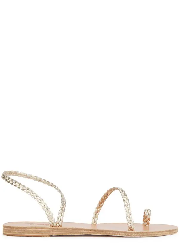 ANCIENT GREEK SANDALS Eleftheria Braided Leather Flat Sandals - Gold