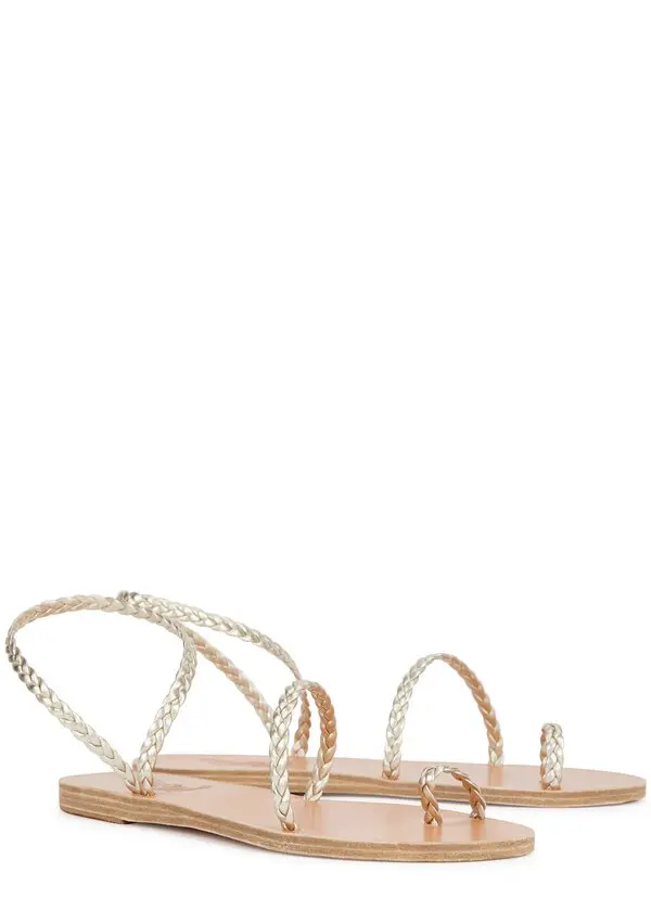 ANCIENT GREEK SANDALS Eleftheria Braided Leather Flat Sandals - Gold
