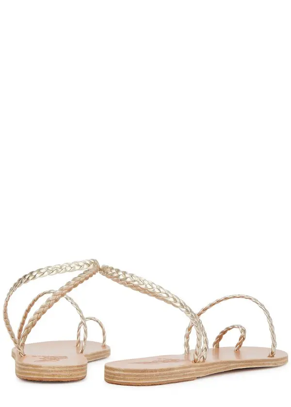 ANCIENT GREEK SANDALS Eleftheria Braided Leather Flat Sandals - Gold
