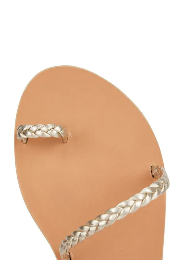 ANCIENT GREEK SANDALS Eleftheria Braided Leather Flat Sandals - Gold
