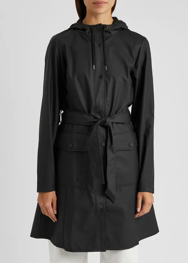 Rains Belted Hooded Waterproof Jacket - Black